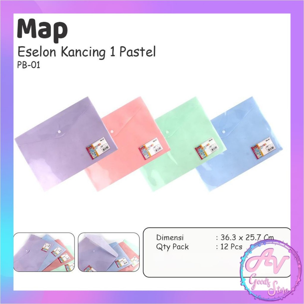 Jual Map Kancing1 Warna PASTEL / Map Plastik Folio / Tempat File ...