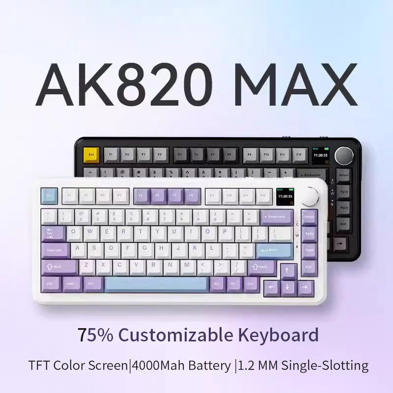 Jual AJAZZ AK820 MAX Mechanical Keyboard E-sports Wired Tri-mode TFT Color Screen 4000Mah ...