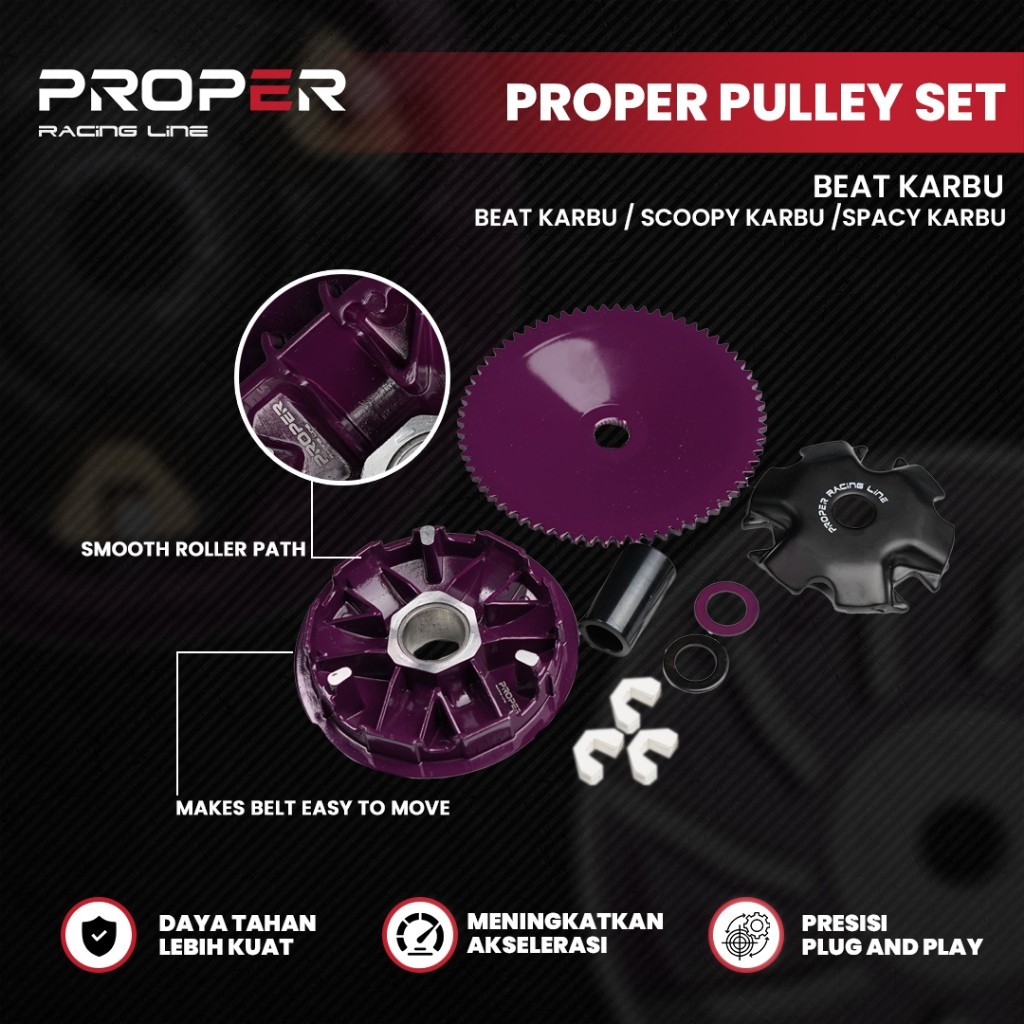 Jual PROPER RACING LINE PULLEY PAKET SET BEAT CARBU SCOOPY CARBU SPACY ...