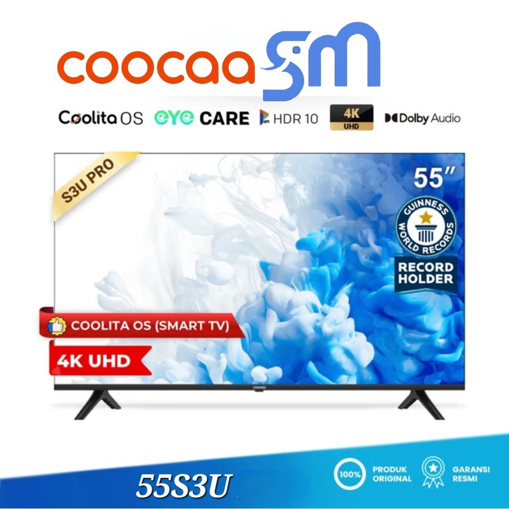 Jual LED TV Coocaa 55S3U 55 inch Smart TV Coolita OS 4K UHD | Shopee ...