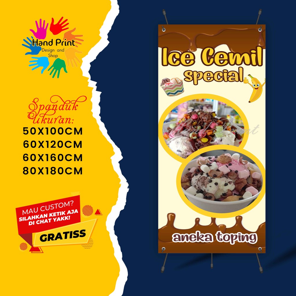 Jual Cetak Spanduk Banner Ice Cemil Special Coklat MMT Spanduk Custom ...