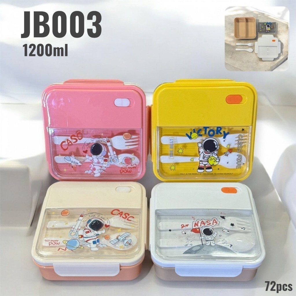 Jual JBOX JB003 Lunch Box Kotak Makan Motif Astronot 1200ML 2 Sekat Free Sendok dan garpu ...