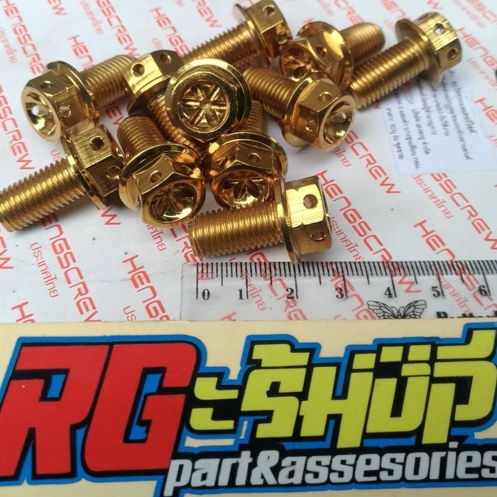 Jual baut probolt gold flower 10x20 drat 14 panjang 20mm ori heng thailand | Shopee Indonesia