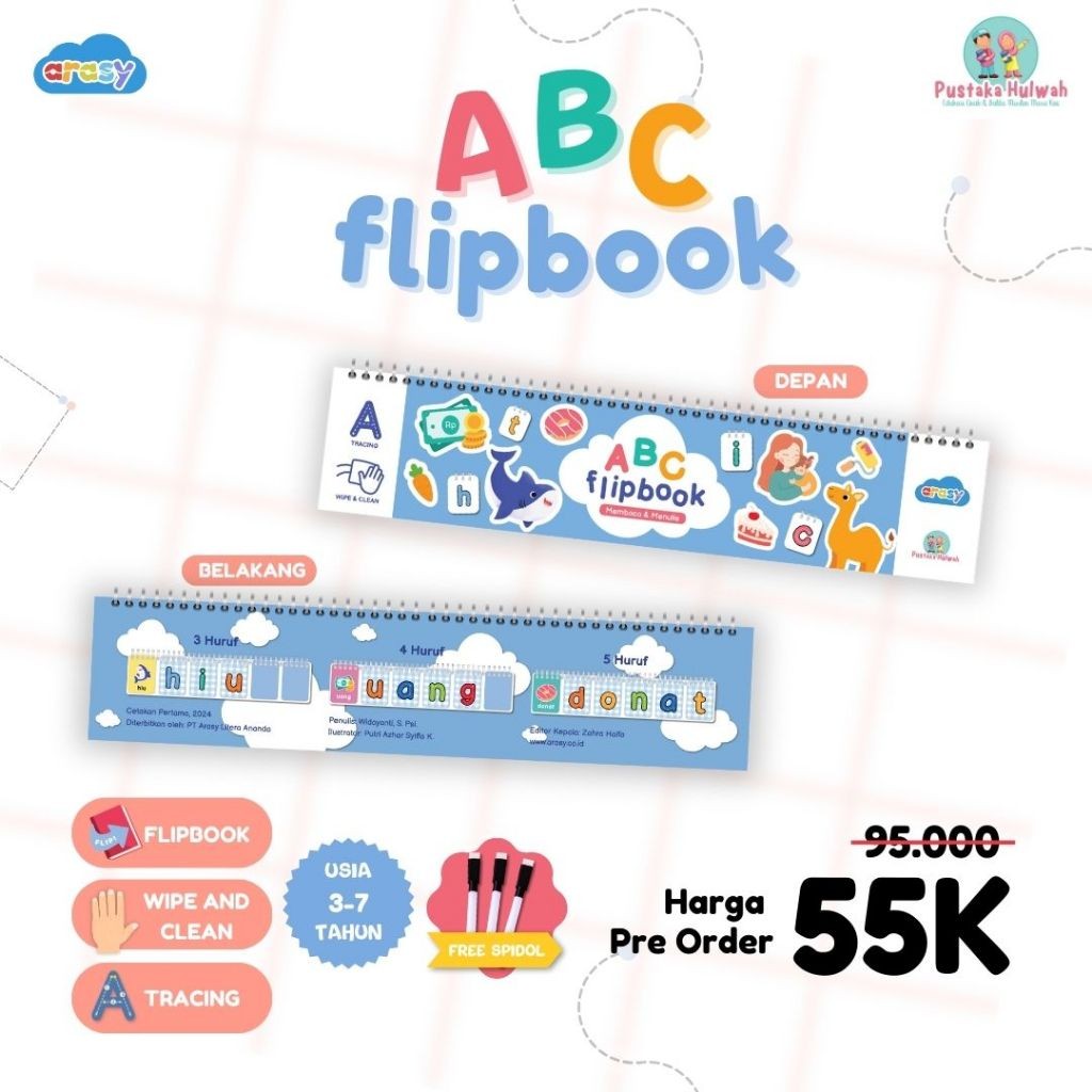 Jual ABC Flip Book Membaca dan Menulis Arasy GreatKIddos | Shopee Indonesia