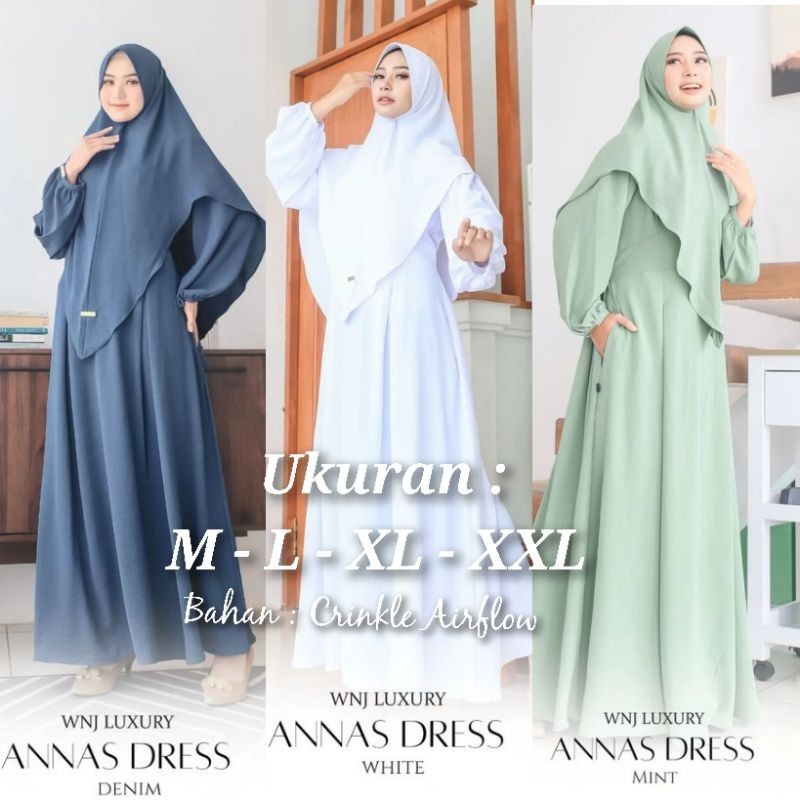 Jual ANNAS SET HIJAB GAMIS SYARI CRINCLE UKURAN S M L XL XXL XXXL GAMIS ...