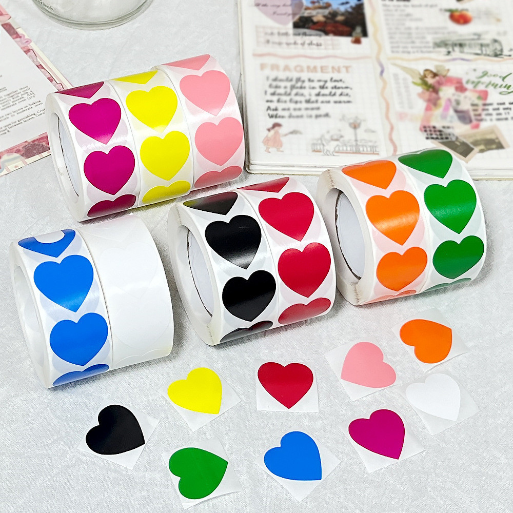 Jual [HARU] Heart Shape Sticker Roll Warna Warni Stiker Gulungan ...