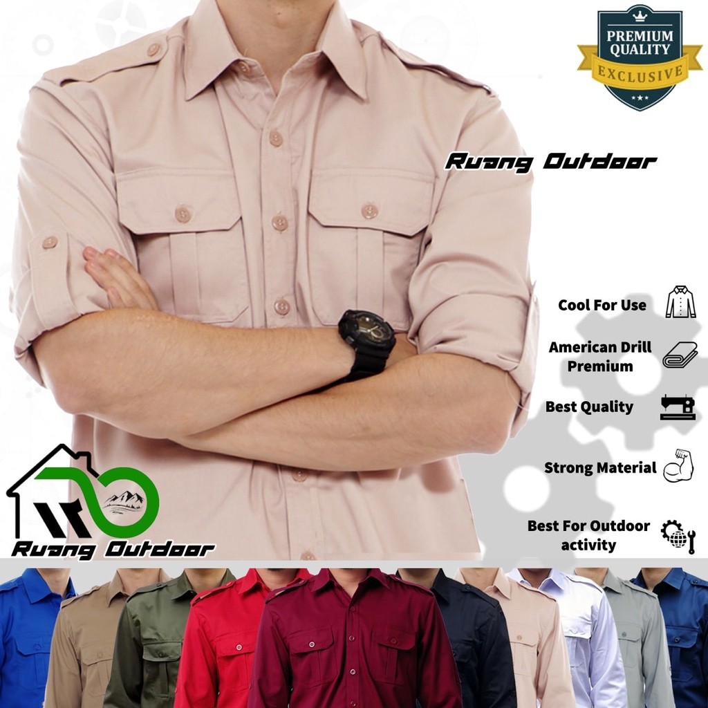 Jual Baju Kemeja PDL PDH Lapangan Lengan Panjang - Pakaian Atasan Seragam Pria Wanita Premium ...