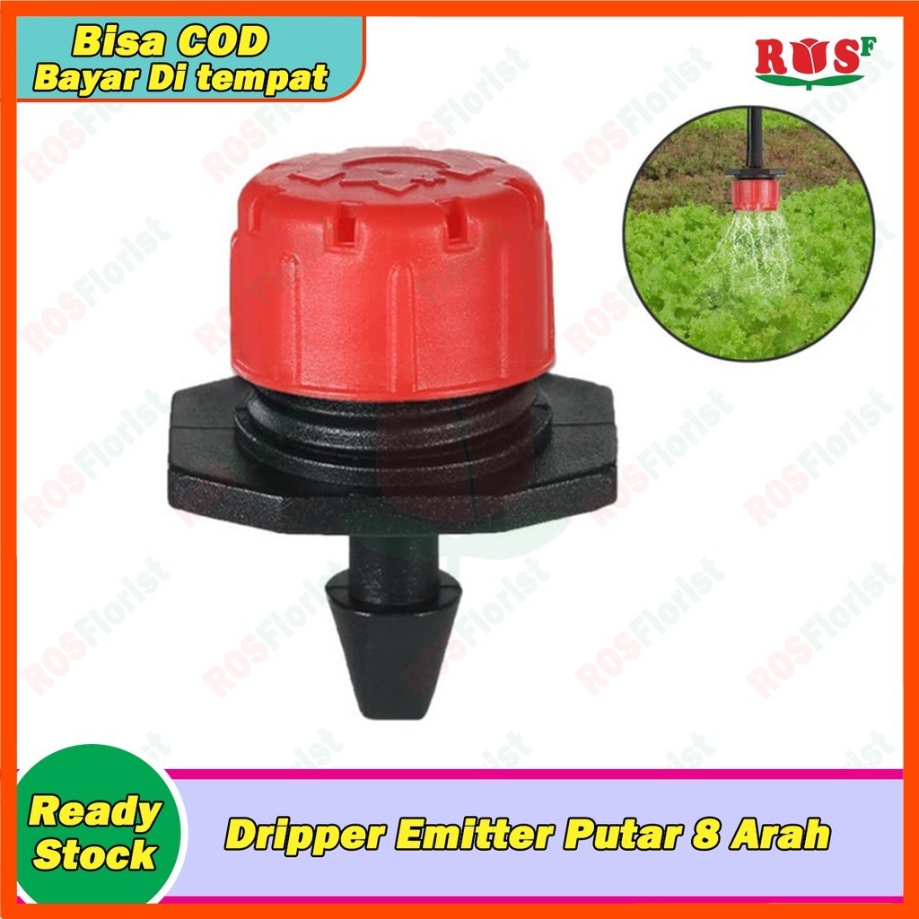 Jual RF - Dripper Putar 8 Titik Lubang Selang 4 x 7 mm Adjustable Drip ...