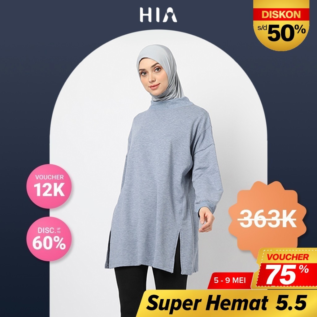 Jual HIA Everywear Daleeya Long Sleeve Oversize Baju Olahraga Wanita bahan Tercose Fabric ...