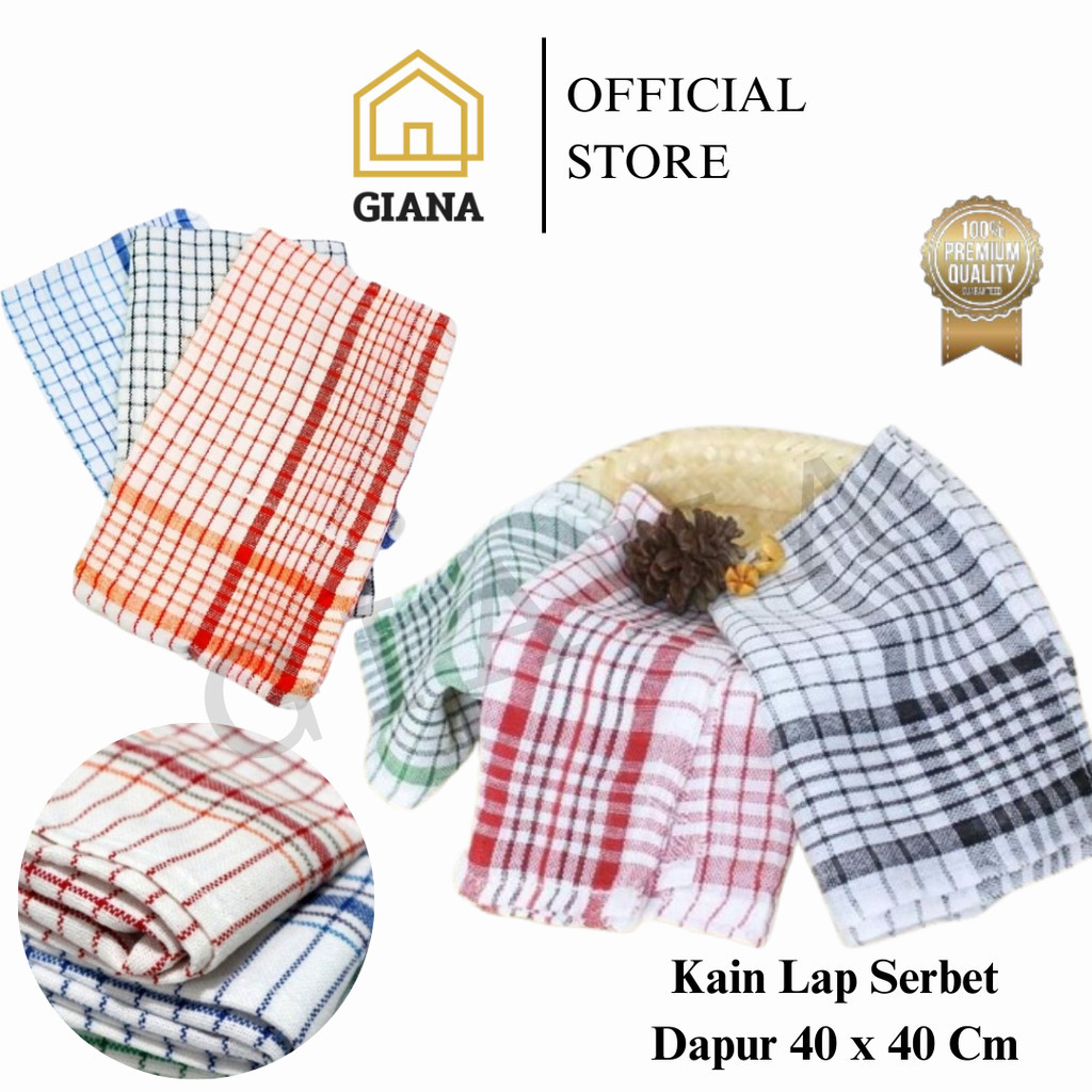 Jual GIA Kain Lap Meja Serbet Katun Dapur Kotak 40 x 40 Cm Kain Lap ...