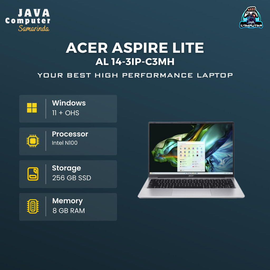 Jual Acer Aspire Lite AL14-31P.C3MH N100/8/256/W11+OHS/14"WUXGA/Silver ...