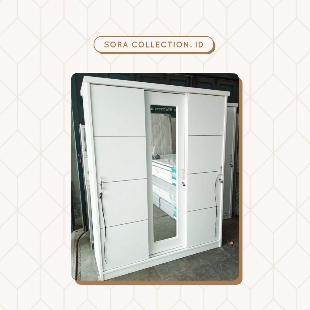 Jual Lemari Pakaian 3 Pintu Sliding Blockboard ( Kaca Panjang ) Bag dlm lihat slide 3 | Shopee ...