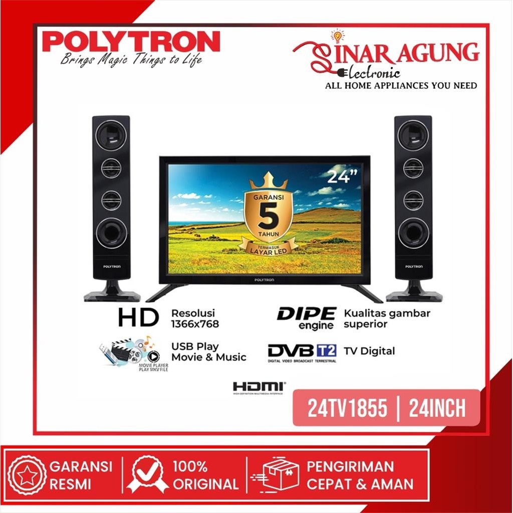 Jual POLYTRON 24TV1855 / 24TV-1855 LED TV DIGITAL 24 INCH - GARANSI ...