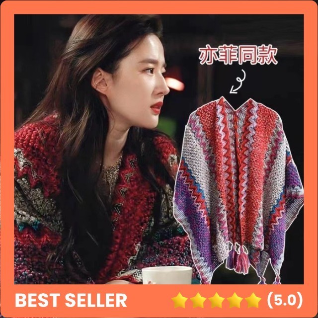 Jual Jubah Ponco Cape Rajut Etnik Cantik Musim Dingin Stylish 125 x 106 cm | Shopee Indonesia