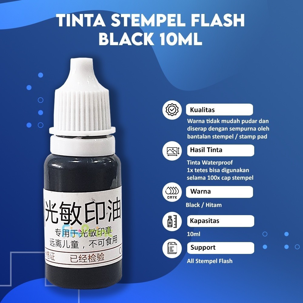 Jual Refill Stamp Ink Non Waterproof Hitam 10ml,Tinta Ink Stempel Flash ...