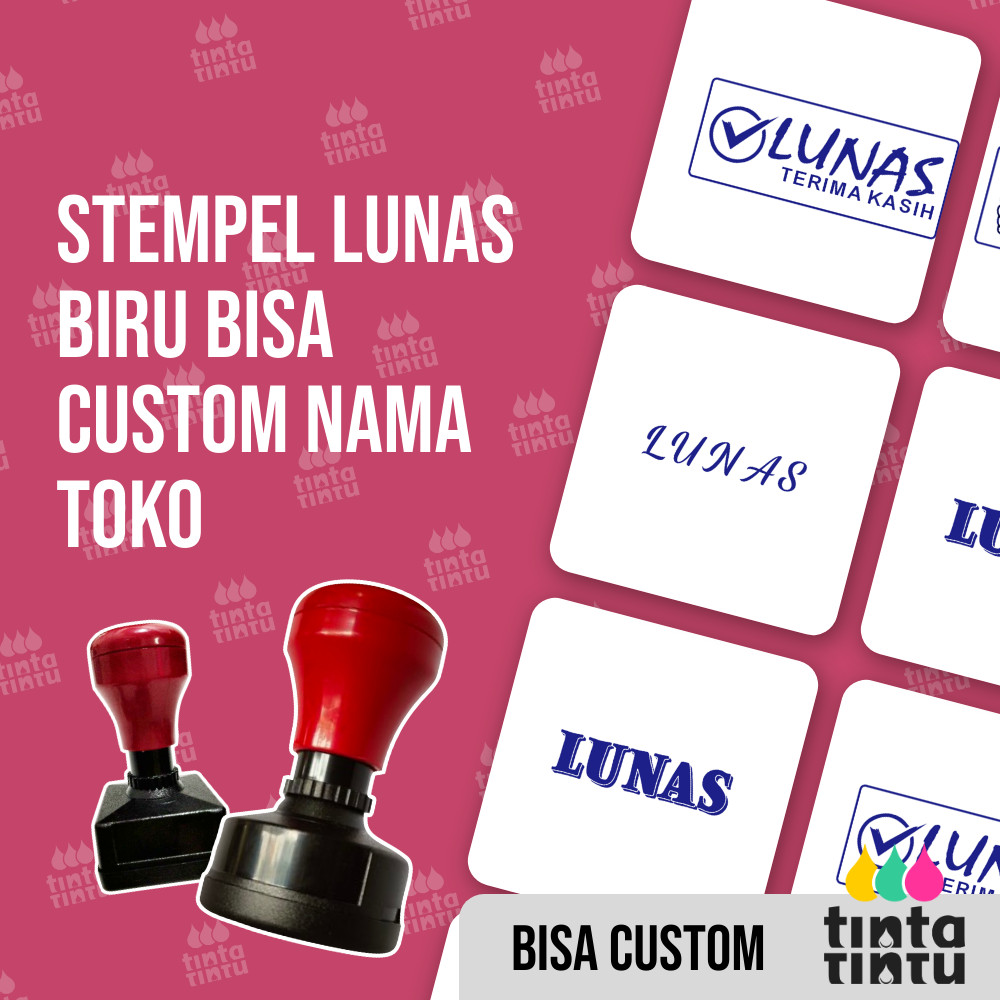 Jual Stempel Lunas Biru Bisa Custom Nama Toko | Shopee Indonesia