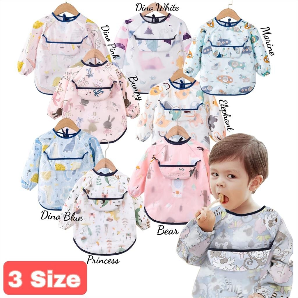 Jual JM0031 Bibs Anak Karakter Lengan Panjang Baby Bib Celemek Baju ...