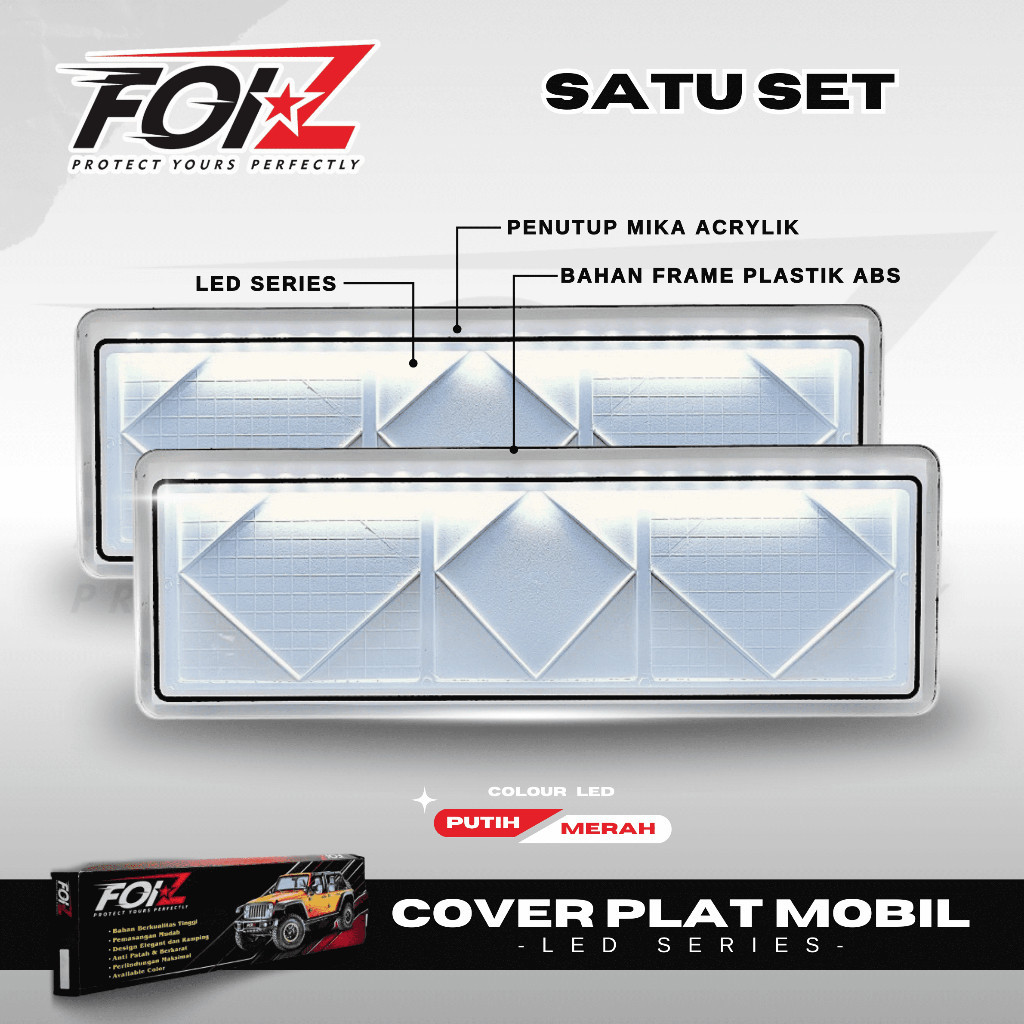 Jual Foiz Cover Plat No Mobil Akrilik Putih Led / Cover Plat Acrilik ...