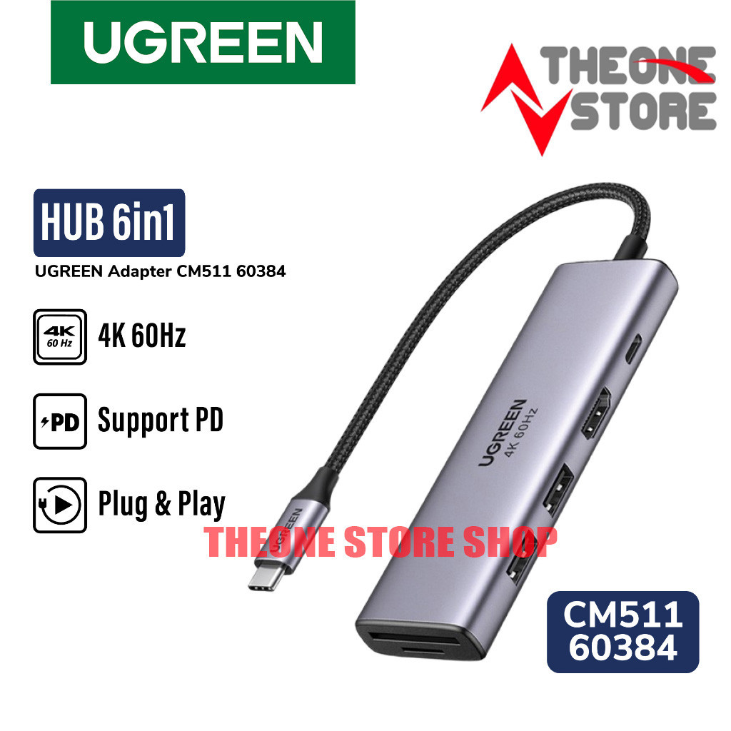 Jual Adapter Converter HUB 6 in 1 UGREEN USB Type C PD 100W HDMI & LAN ...