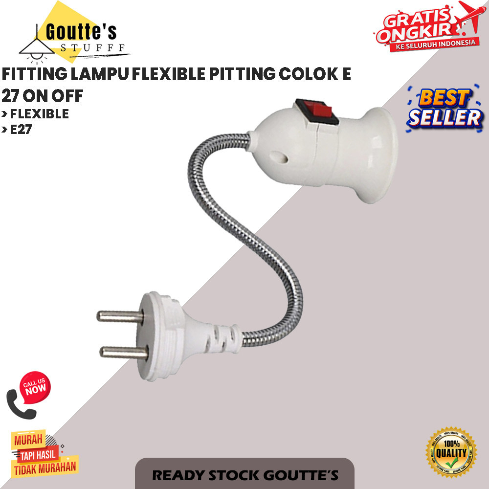 Jual FITTING LAMPU FLEXIBLE PITTING COLOK E27 ON OFF (GS) | Shopee ...