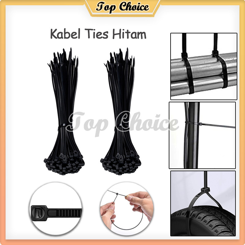 Jual Kabel Ties Hitam 100pcs 10cm/20cm/30cm / Pengikat Kabel / Nylon ...