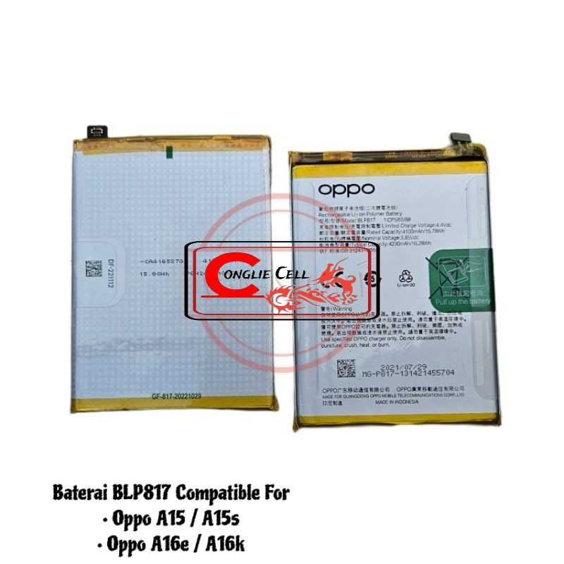 Jual BATERAI BATTERY OPPO A15 / A15S / A16K / A16E BLP817 ORIGINAL ...