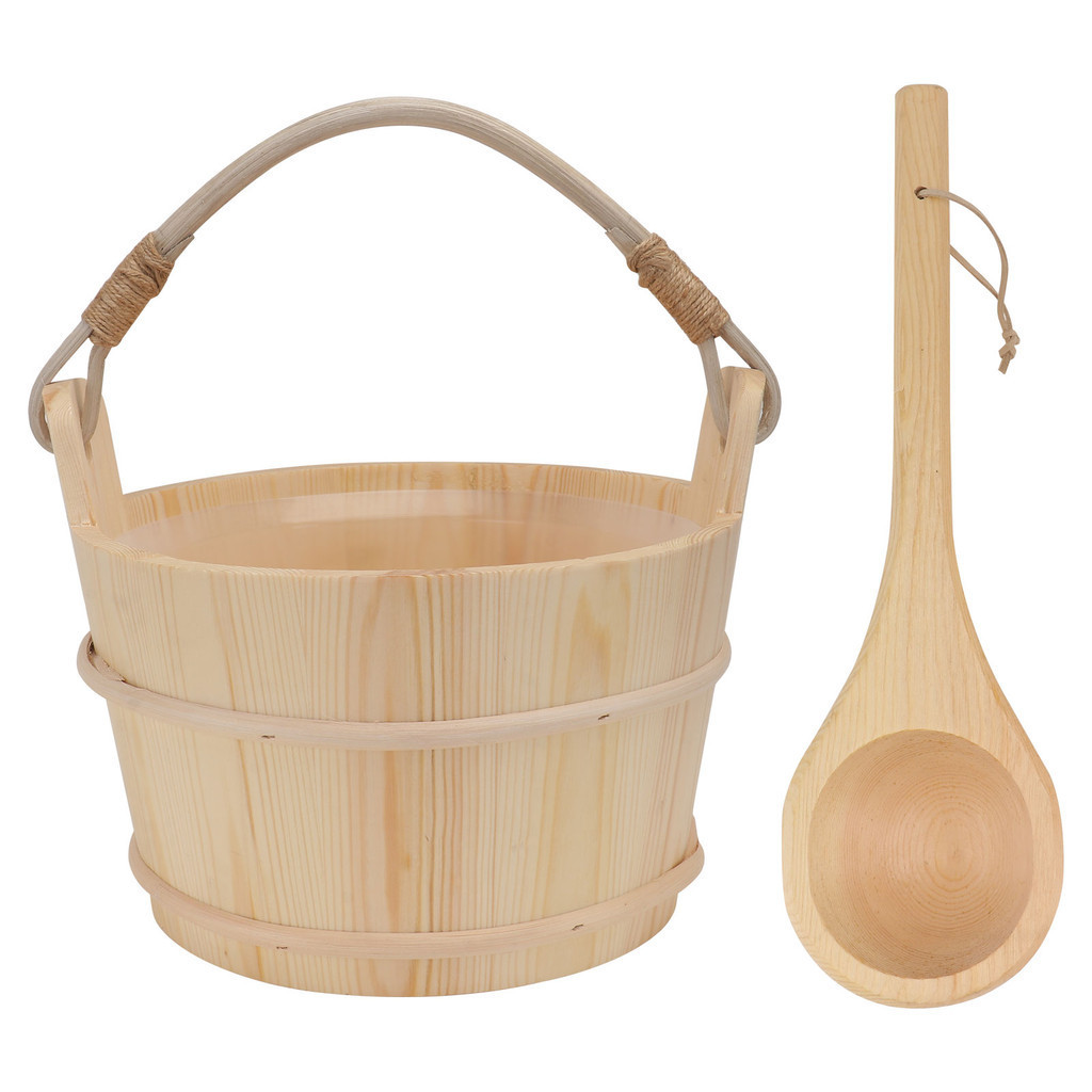 Jual Sauna Bucket Wooden Ladle Bath Wood Spa Water Set Barrel Tub Foot ...