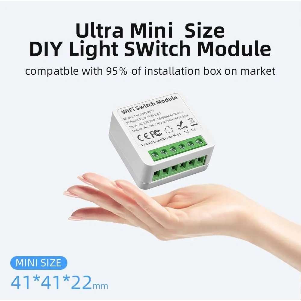 Jual Mini Smart Switch WiFi: Modul Kontrol 2 Channel Tuya 10A - MINI-W1 ...