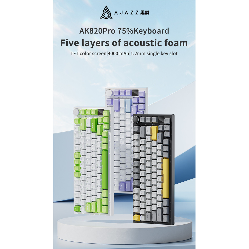 Jual Ajazz Ak820/AK820Pro RGB Backlit Gaming Mechanical Keyboard 75% 82 Key Custom Gasket ...