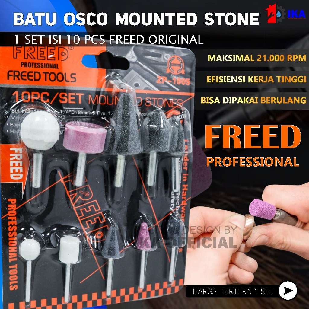 Jual LENGKAP Batu Osco - Mounted Stone 10 pcs Set Gerinda Botol Asah ...