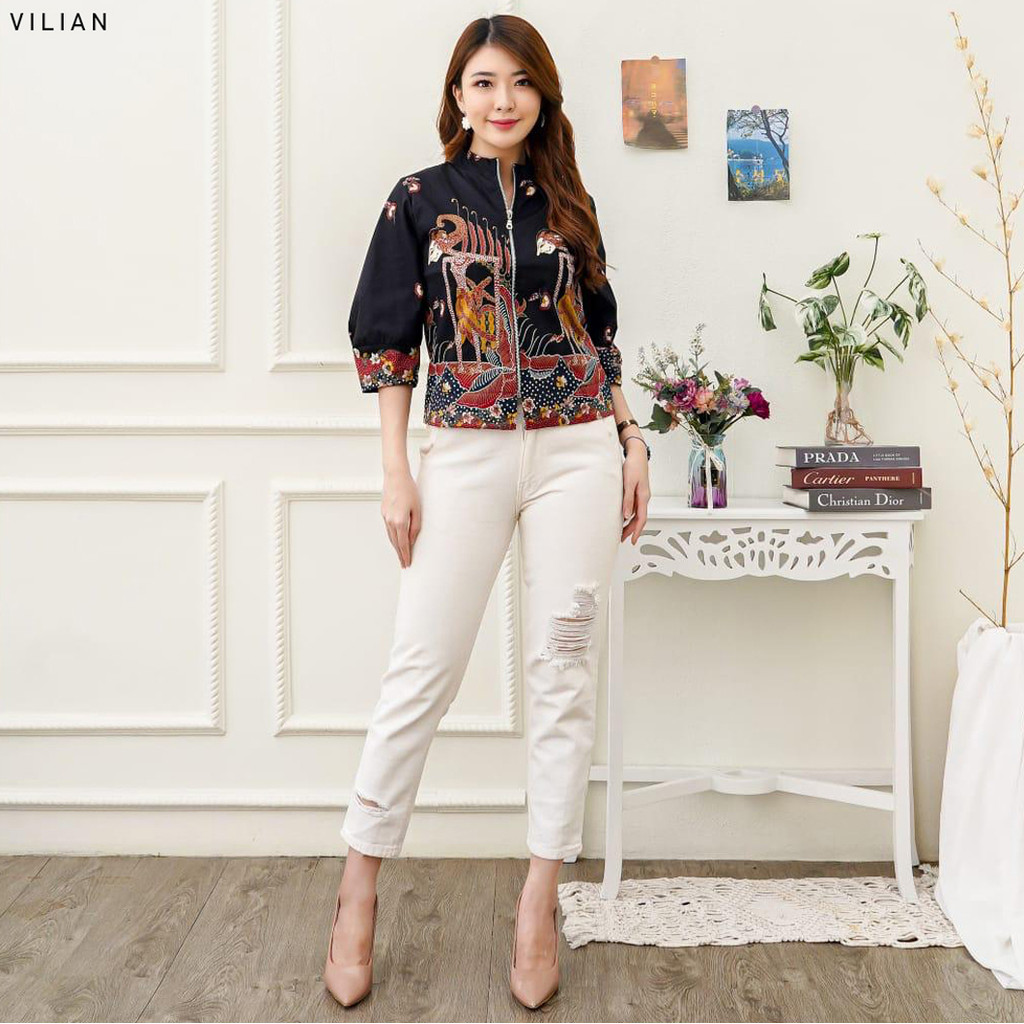 Jual GIRLY Vilian Jaket Batik Wanita Bomber Jacket Women Outer Motif ...
