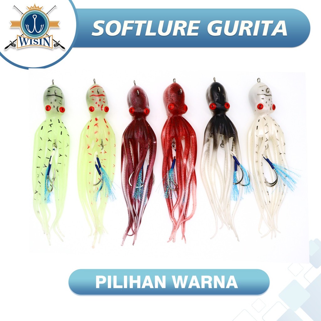 Jual WISIN Soft Lure TPE Cumi Lead Head Umpan Laut UV - Free Ongkir ...