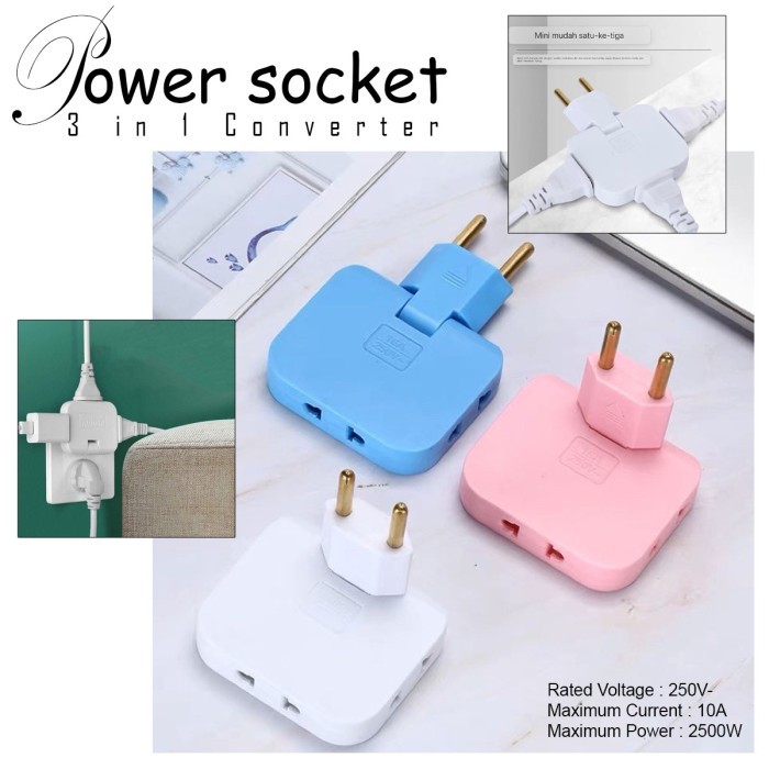 Jual ADAPTOR POWER SOCKET 3 IN 1 CONVERTER | Shopee Indonesia