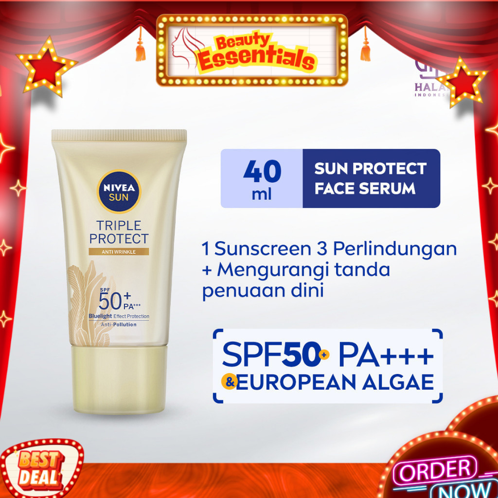 Jual NIVEA SUN Face Serum Triple Protect Anti Wrinkle SPF50+ PA+++ 40ml ...