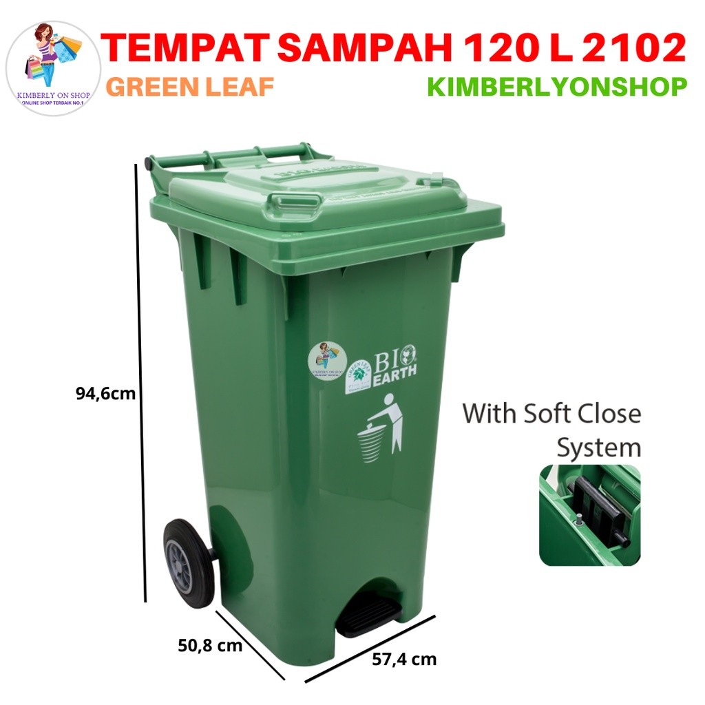 Jual Tempat Sampah Injak 2102 Roda 120 Liter Tutup Soft Close Green Leaf KHUSUS INSTAN | Shopee ...
