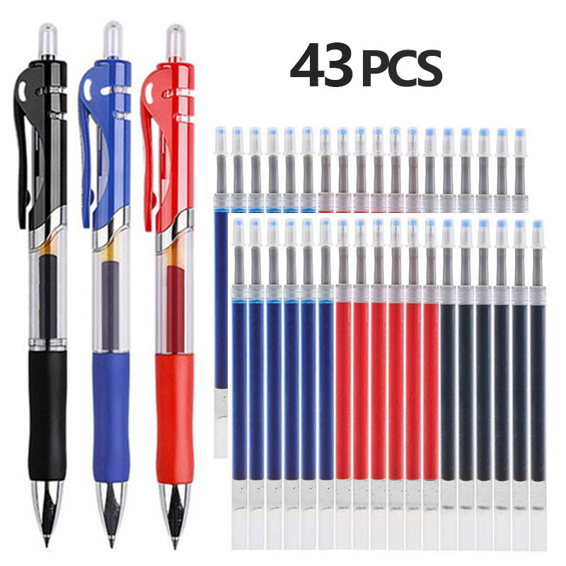 Jual 43 PCS Gel Pens & Refills Set Stationery Kawaii writing pen Black ...