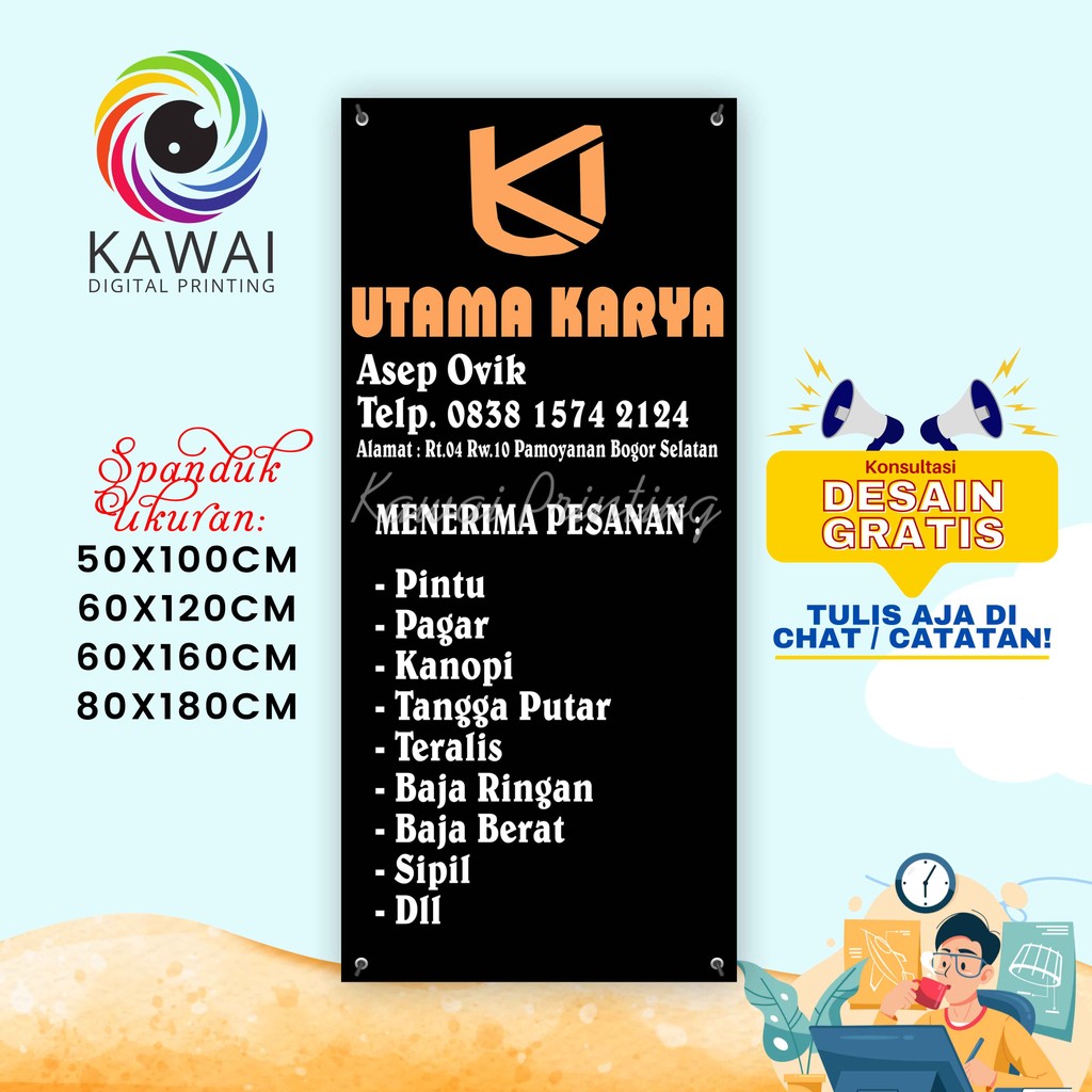 Jual Spanduk Banner MMT Desain Terima Pesanan Pintu, Pagar, Kanopi Dll ...