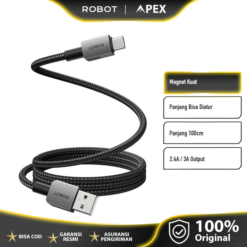 Jual ROBOT Kabel Data Magnetik Fast Charging 65W Kabel Charger Type C ...