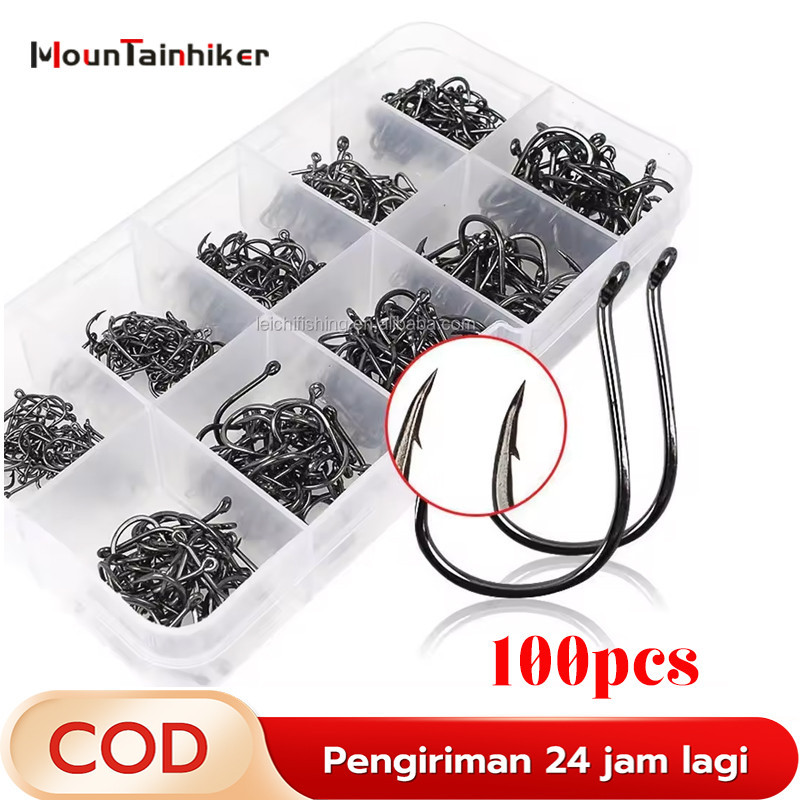 Jual Set 1000 Pcs Kail Pancing Aneka Ukuran Bahan Baja Karbon Dengan Tali Pengait Kail Pancing ...