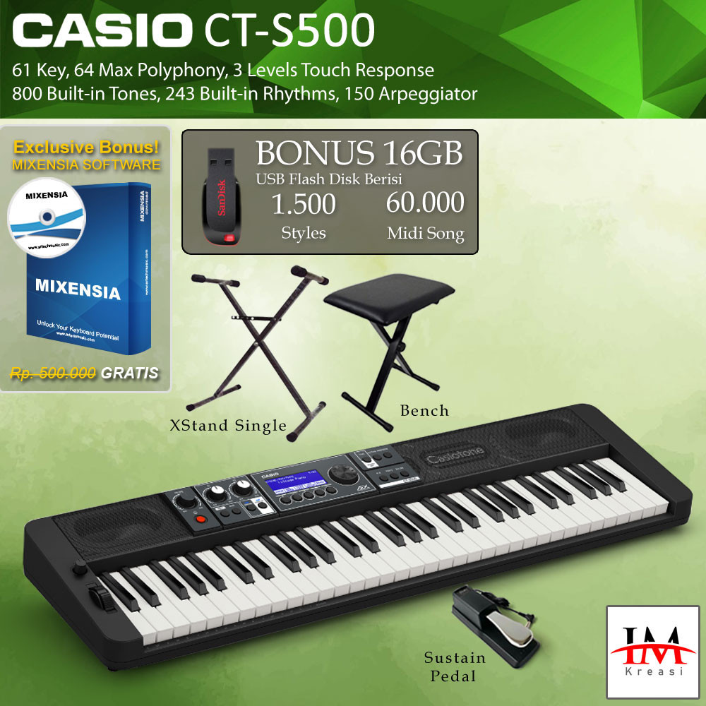 Jual Keyboard Casio CT-S500 / CTS500 / CTS 500 Garansi Resmi | Shopee ...