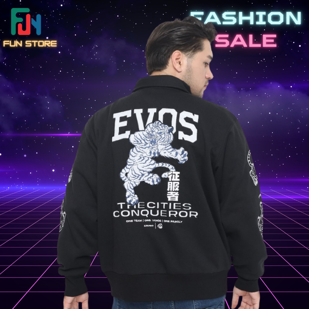 Jual Varsity jacket EVOS GLORY BLACK "THE CITIES CONQUEROR" terbaru ...