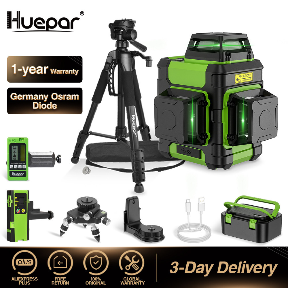 Jual Huepar 3x360 ° Laser Level Sinar Hijau 12 Baris Alat Level Laser ...