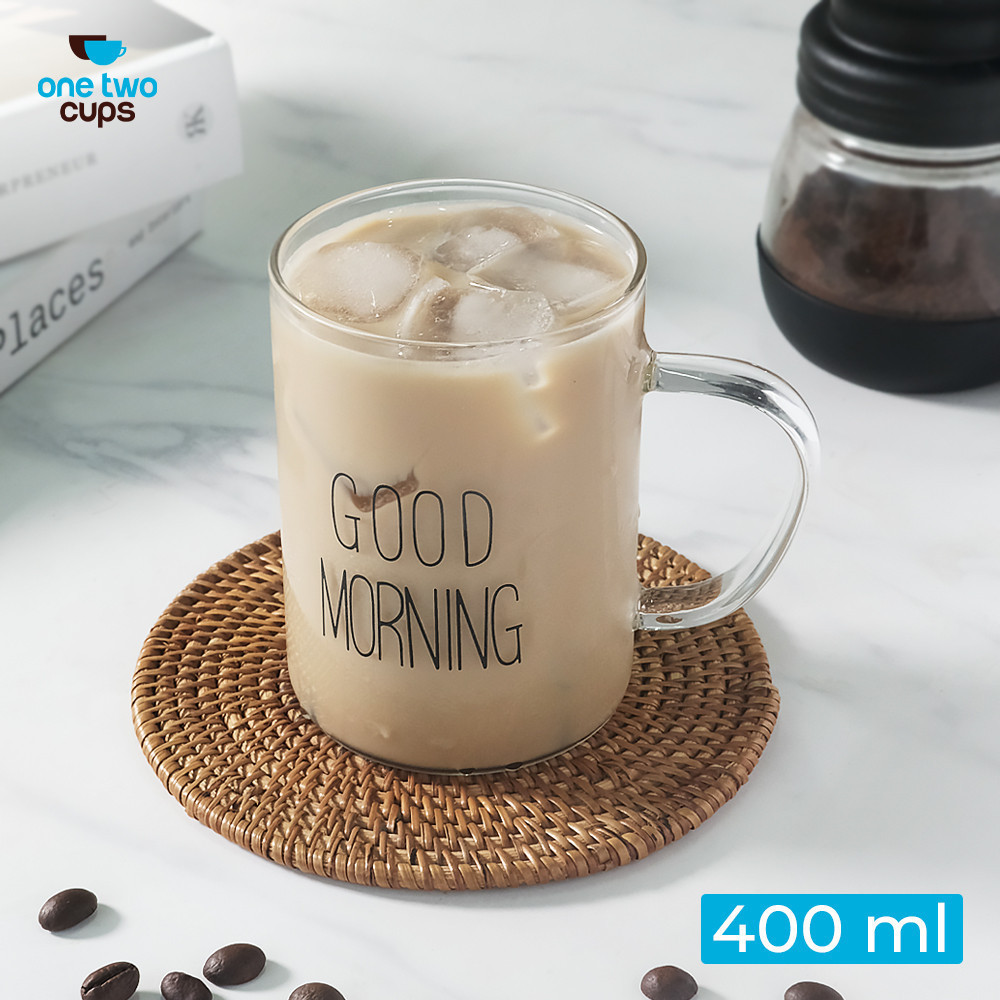 Jual One Two Cups Gelas Cangkir Glass Coffee Mug Desain Good Morning ...