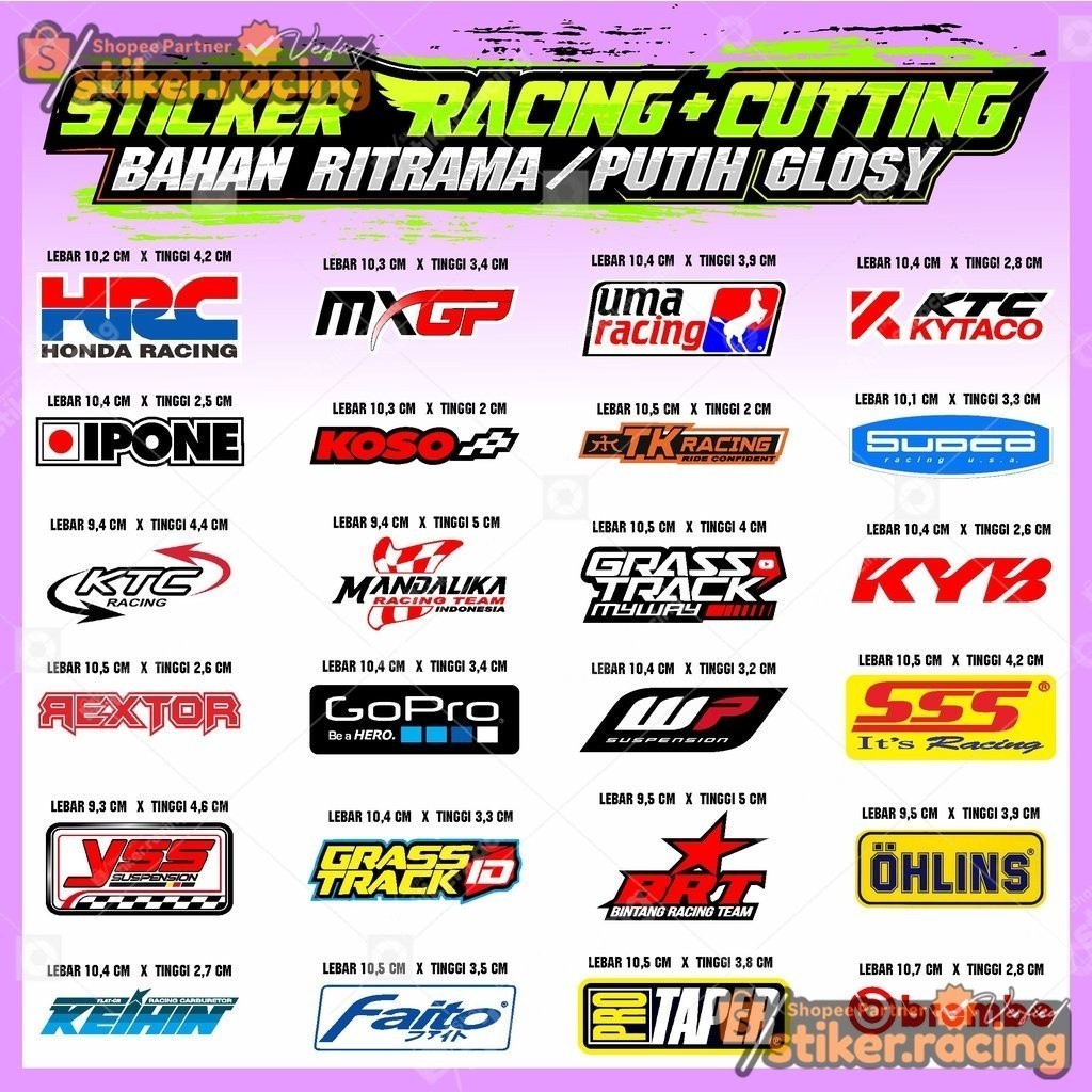 Jual Stiker Racing / Sticker Team Balap Viral / Sticker Bengkel ...
