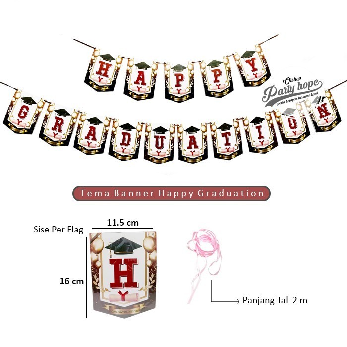 Jual Banner HAPPY GRADUATION Toga / bunting flag wisuda / banner happy ...