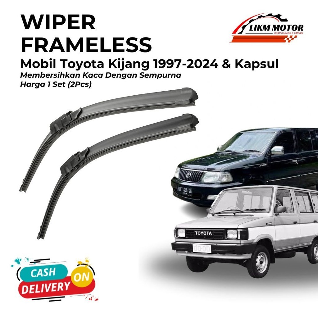 Jual Wiper Mobil Frameless Toyota Kijang 1997-2004 Model Banana Karet 1 Set Kiri dan Kanan ...