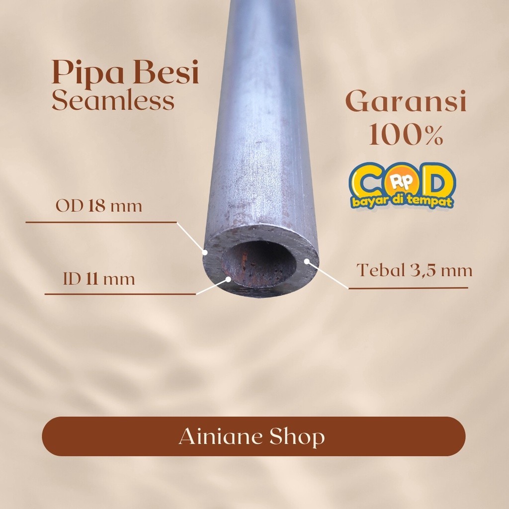 Jual Pipa Besi Seamless Od 18 mm / Id 11 mm Tebal 3,5 mm Panjang 50 cm | Shopee Indonesia