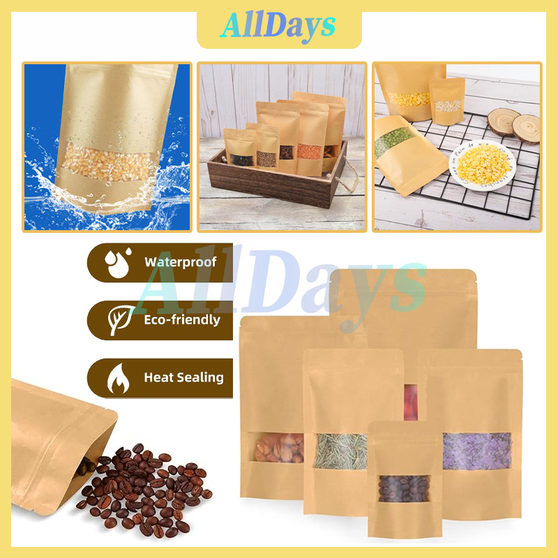 Jual Standing pouch kraft paper coklat window / plastik klip kraft ...