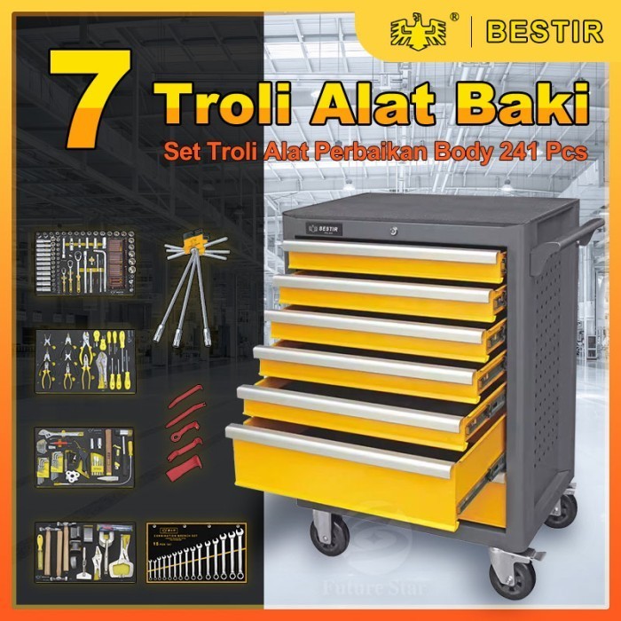 Jual Tool Box Trolley Cabinet 241 Pcs Tools Kit Set 7Drawer Laci Susun Obeng Tang Kunci Pas ...