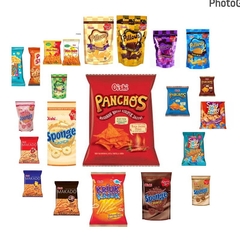 Jual OISHI SNACK ALL VARIAN SPONGE PILLOW RINBEE POPPY POP POP STAR ...